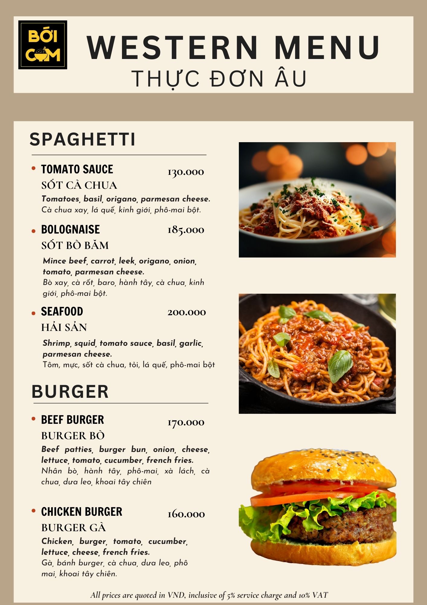 Our Menu – Bới Cơm Hoi An Restaurant & Cafe